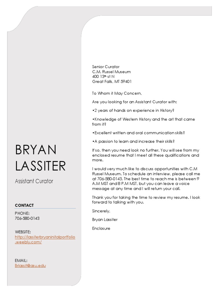 Lassiter B Cover Letter | PDF