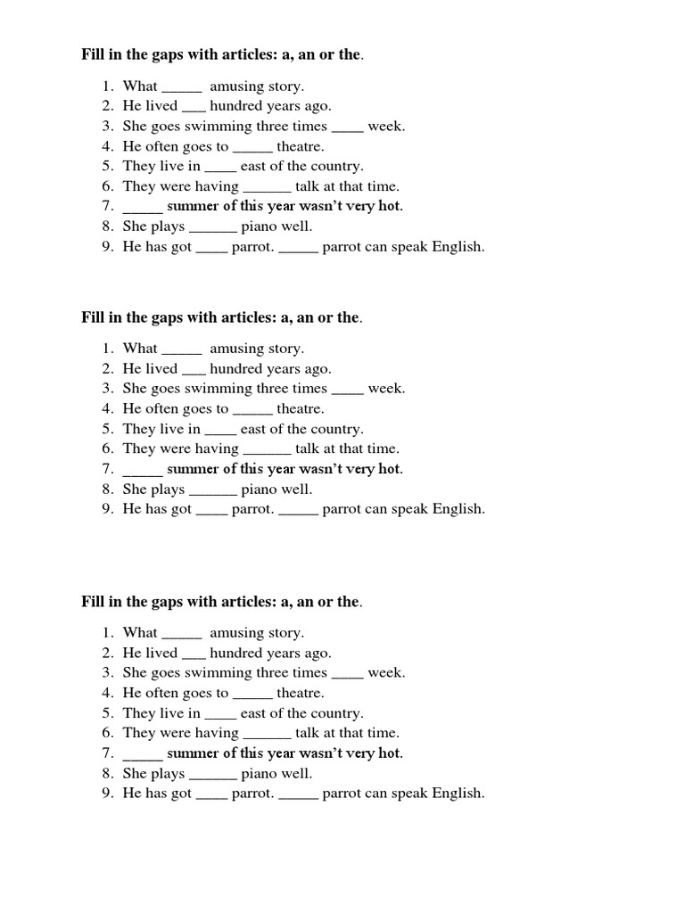 Fill in The Gaps With Articles | PDF | Foreign Language Studies ...