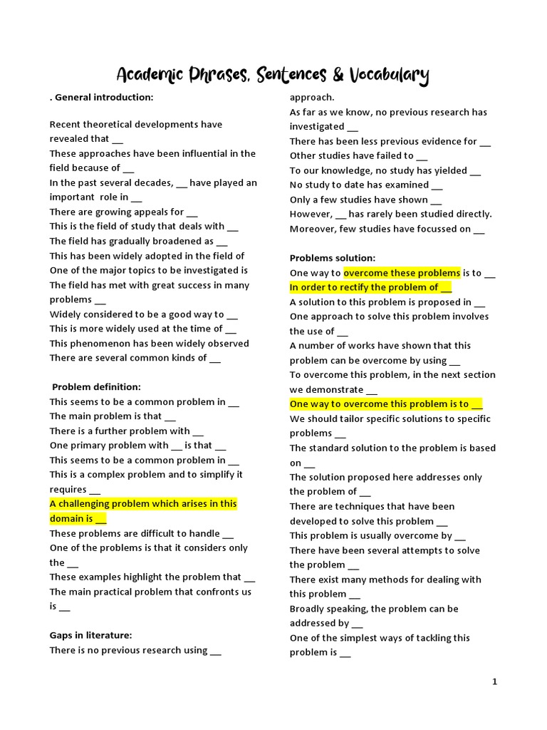 Academic Writing Phrases and Sentences | PDF | Scientific Method ...
