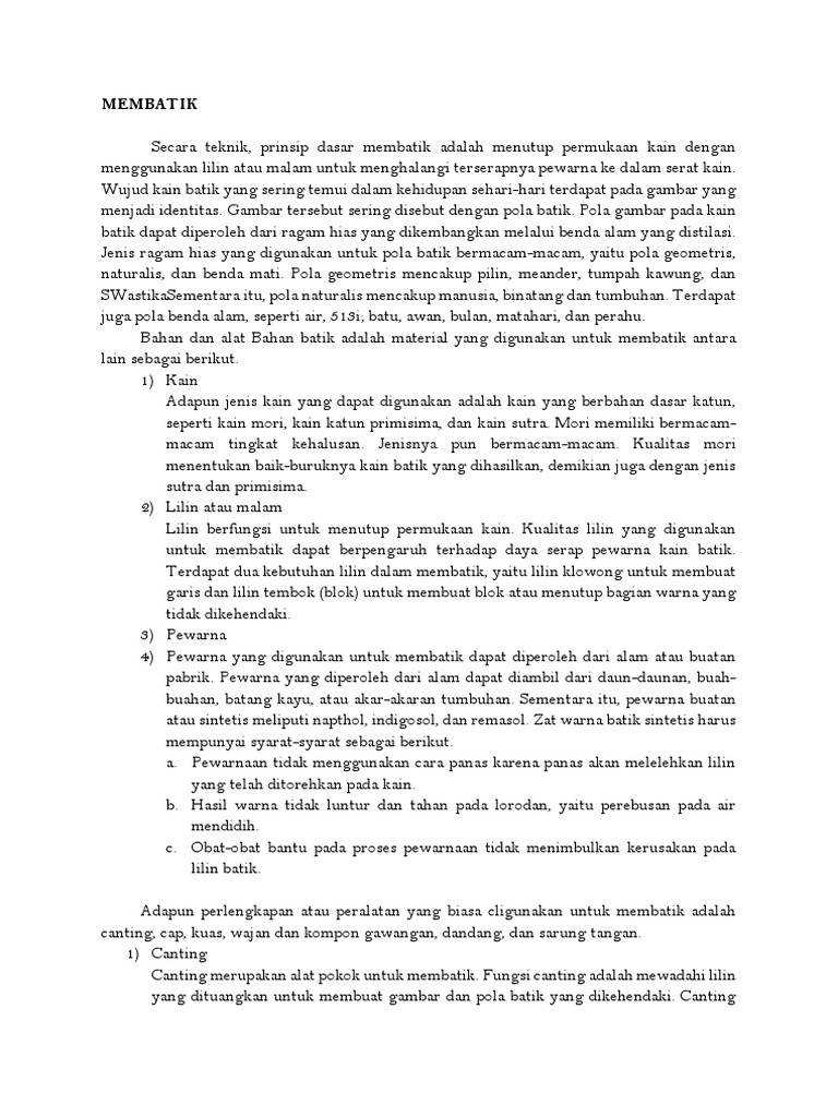 Membatik | PDF | Griya & Taman