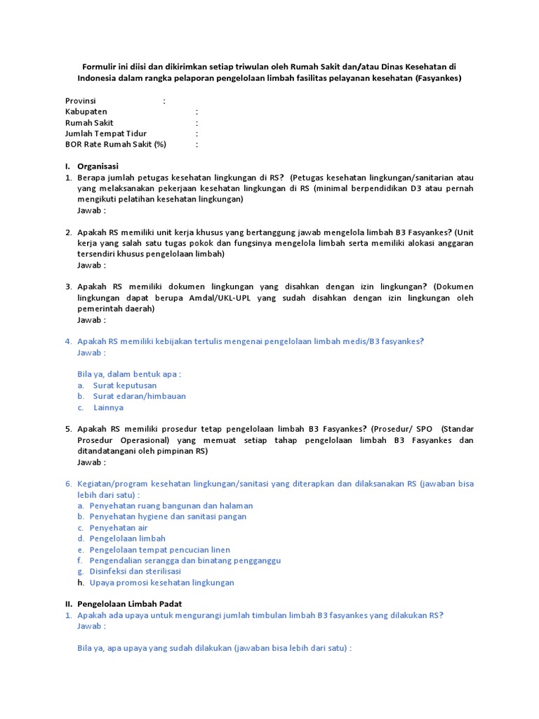 Formulir Monev Rumah Sakit | PDF