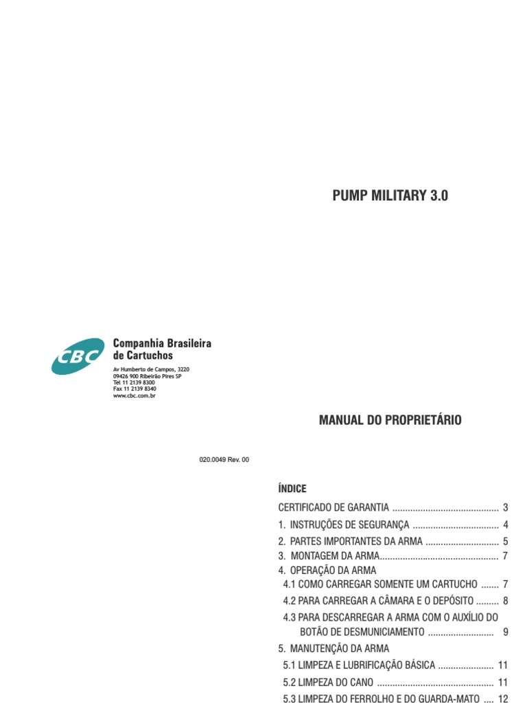 CBC Pump Military 3.0 | PDF | Armas de fogo | Munição