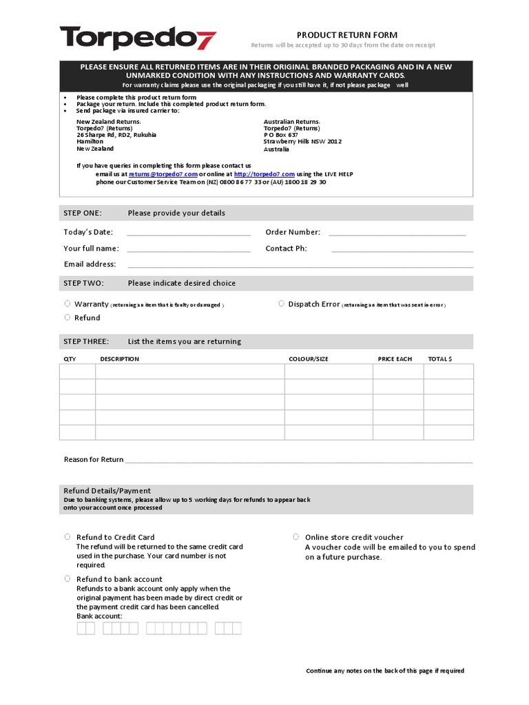 Streamlined Product Return Form Provides Easy Process for Customers to ...