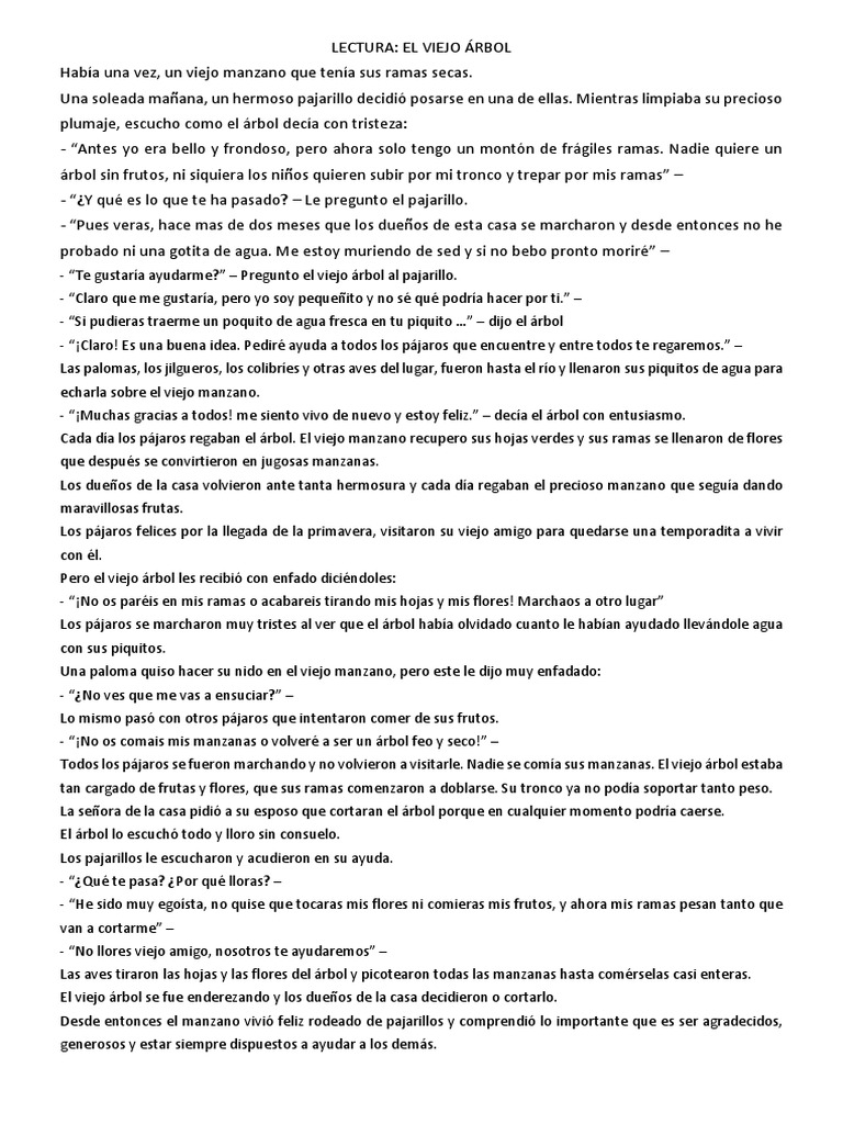 El Viejo Árbol y los Pájaros | PDF | Aves