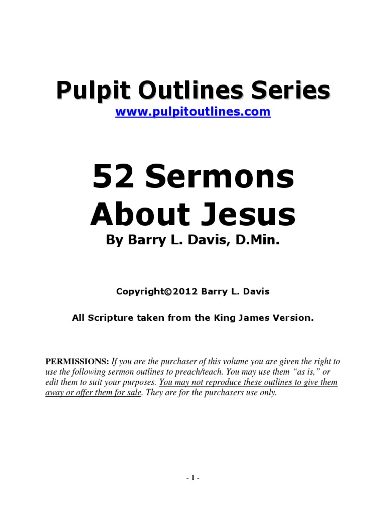 Sermon Outlines On Jesus | PDF | God The Father | Epistle To The Romans