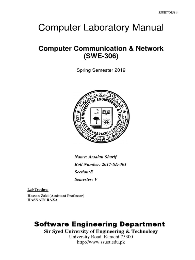 Computer Laboratory Manual: Computer Communication & Network (SWE-306 ...