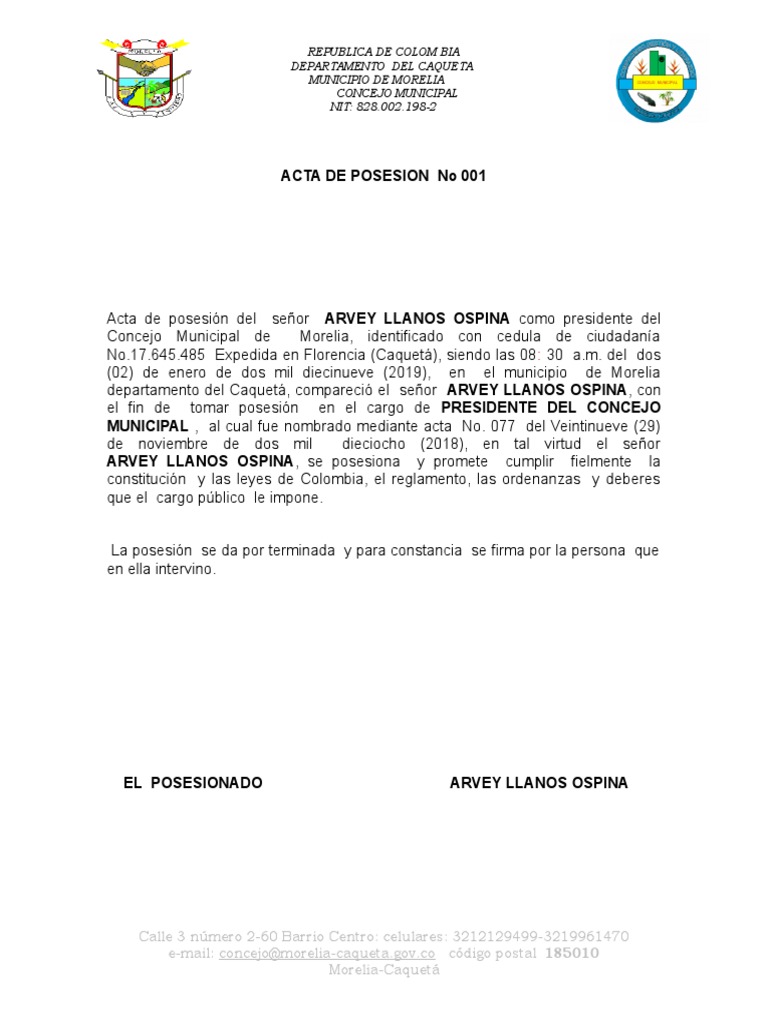 Acta de Posesion | PDF