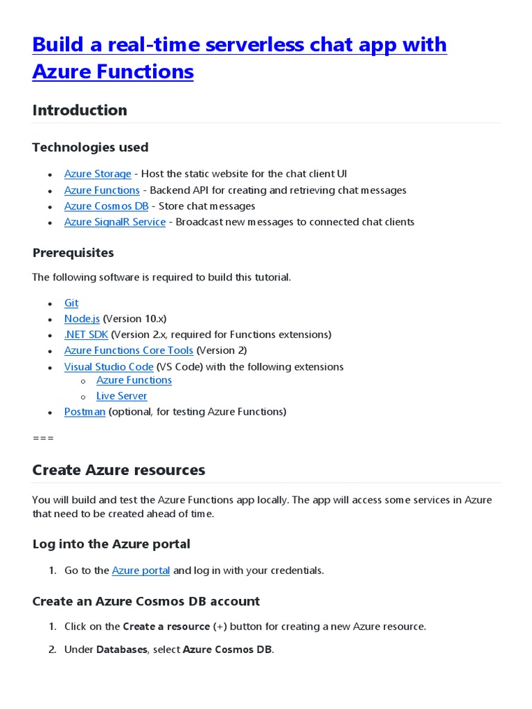 Build Serverless Chat App with Azure | PDF | Web Application ...