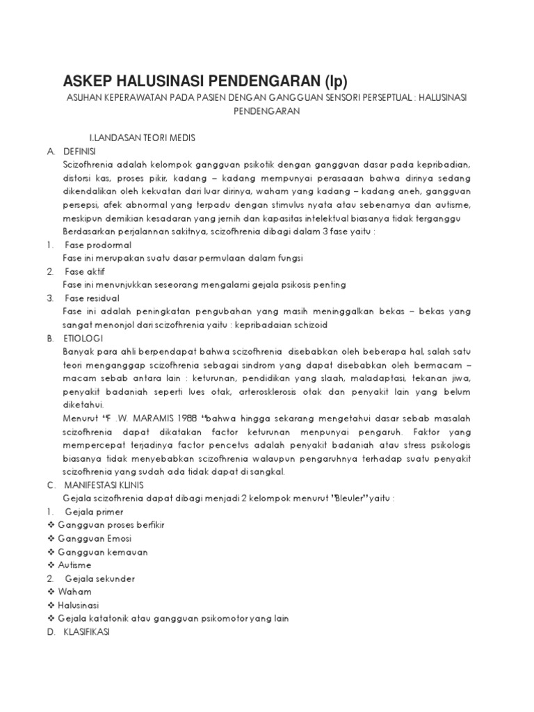 Askep Halusinasi Pendengaran | PDF