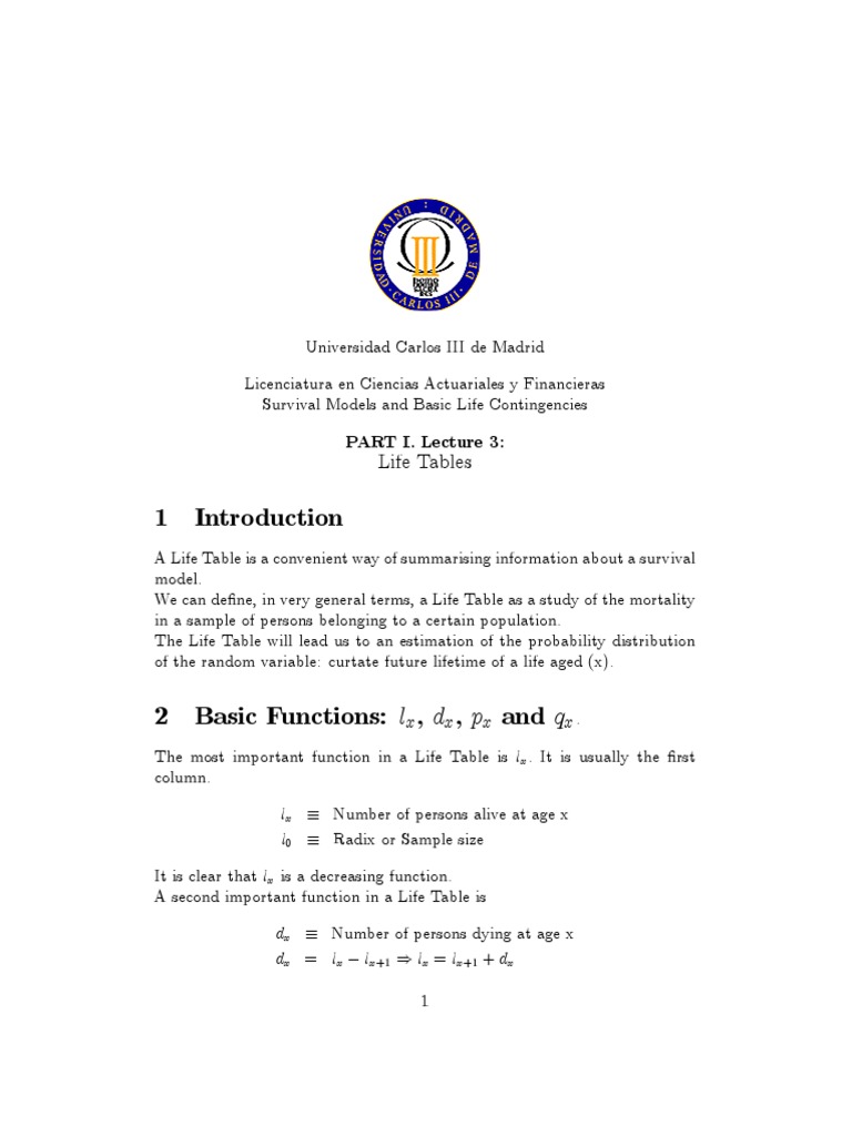 Life Tables | PDF | Mathematical Concepts | Teaching Mathematics