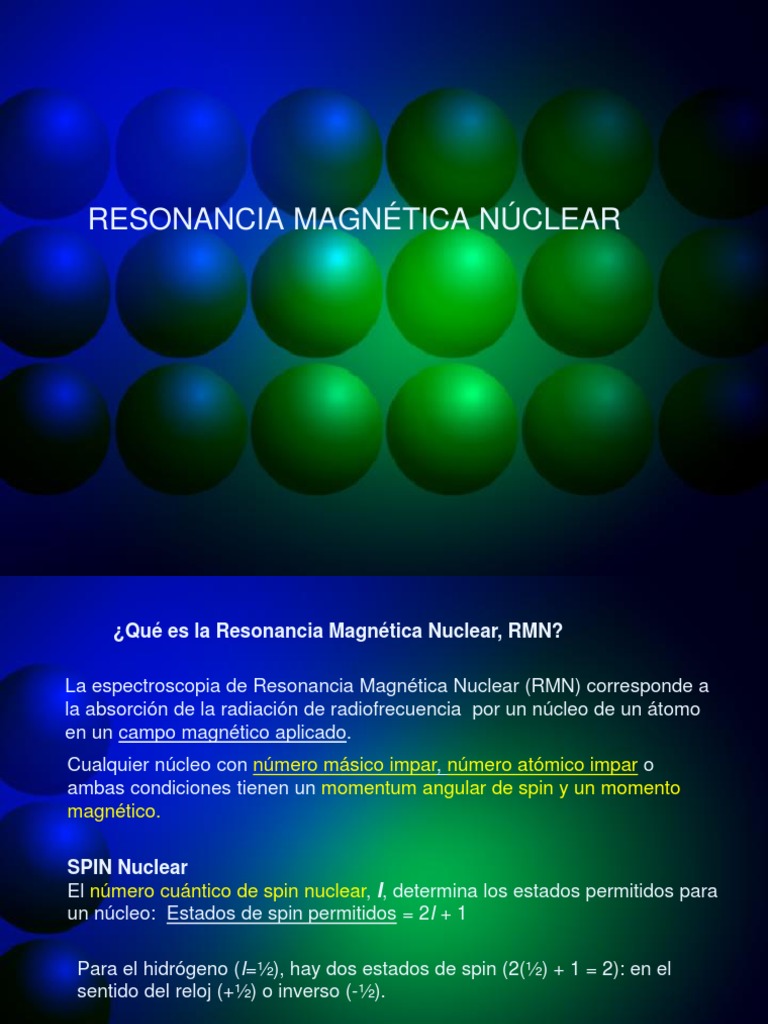 Espectroscopia de RMN: Fundamentos y Aplicaciones | PDF | Resonancia ...