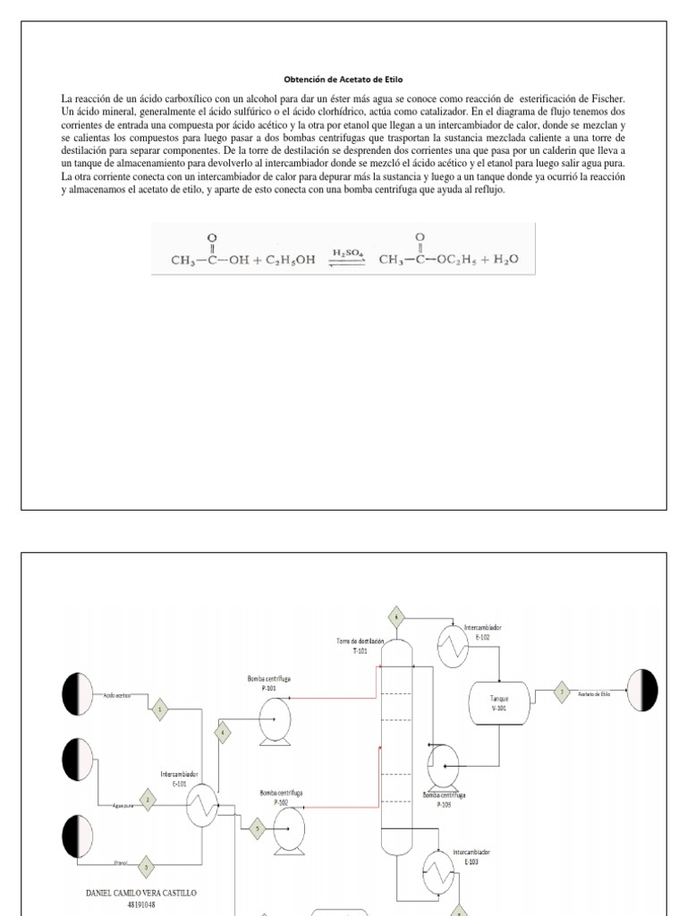 Proceso de Obtención de Acetato de Etilo | PDF