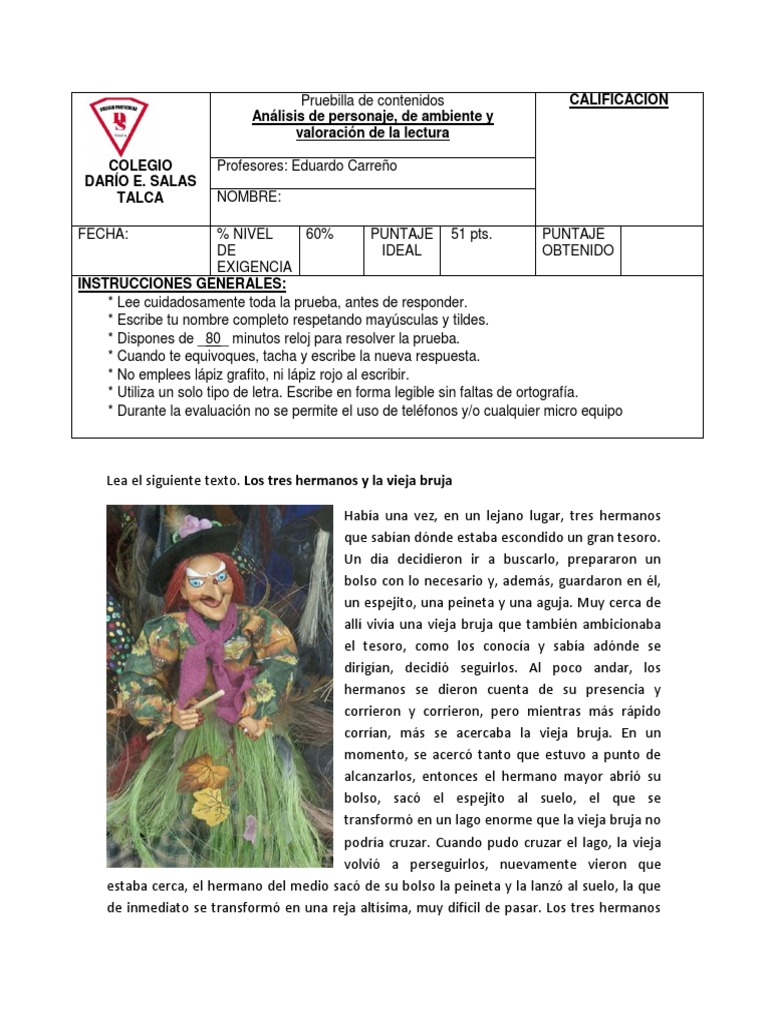 Pruebilla 1. Analisis de Personaje y Ambiente | PDF | Libros para ...