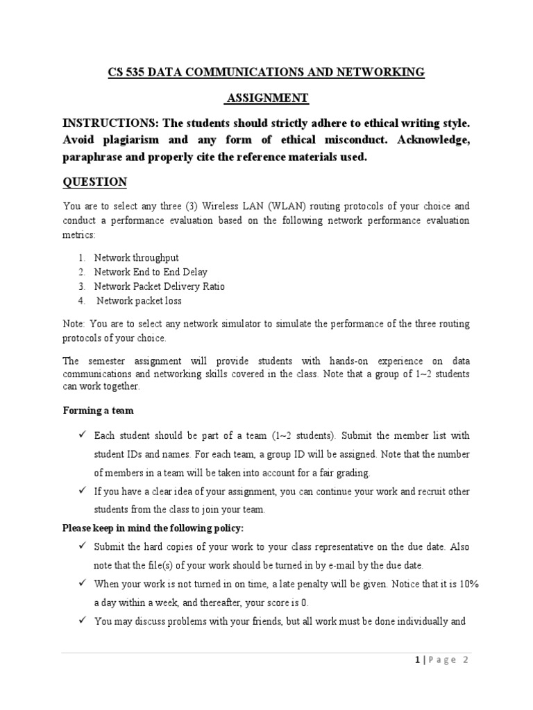 CS535 Assignment Question | PDF | Routing | Wireless Lan