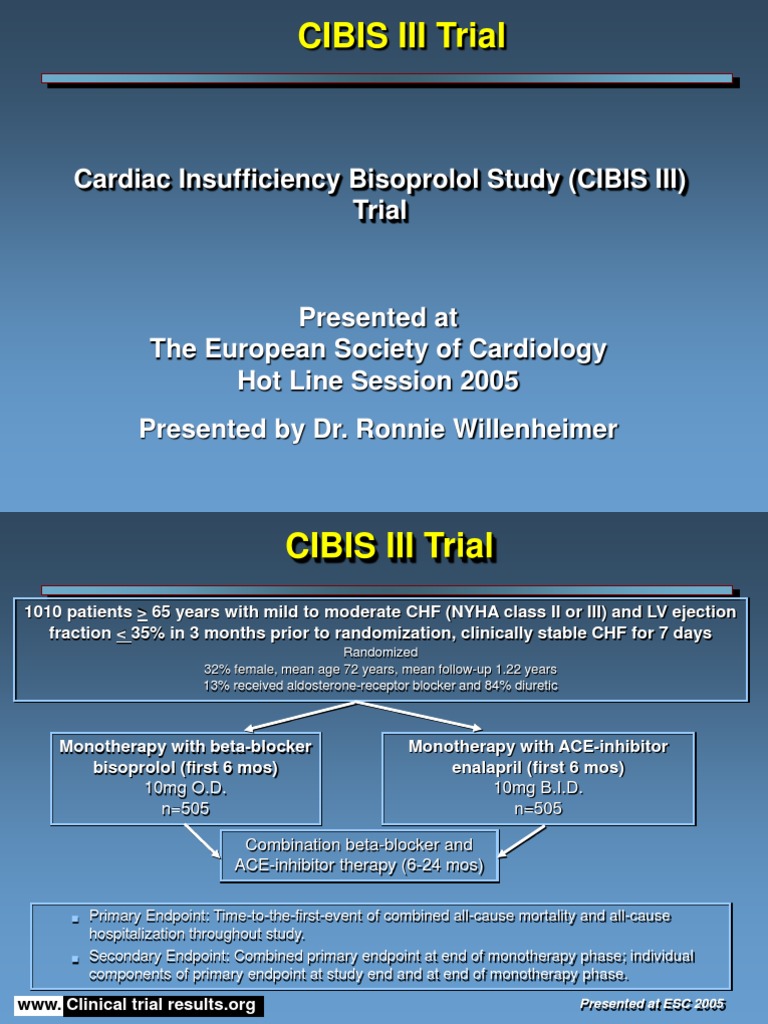 Cardiac Insufficiency Bisoprolol Study (CIBIS III) Trial | PDF | Heart ...