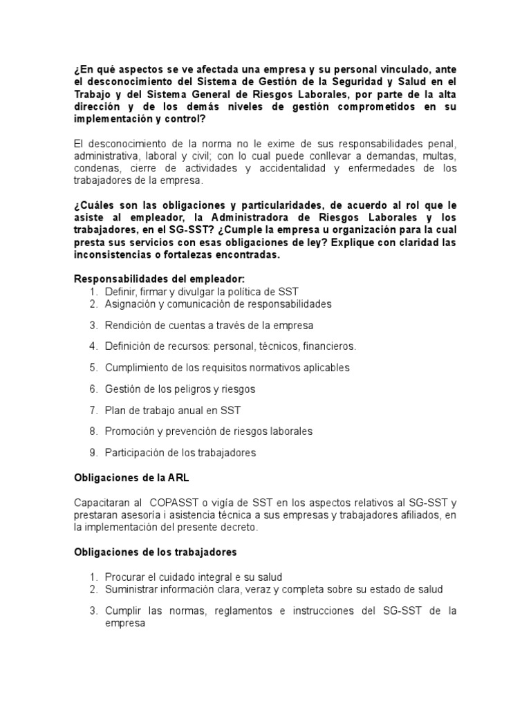 Foro 1 SGSST | PDF | Derecho laboral | Seguridad y salud ocupacional Foro 1 SGSST | PDF | Derecho laboral | Seguridad y salud ocupacional