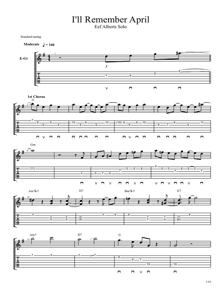 "I'll Remember April Guitar Tabs" | PDF