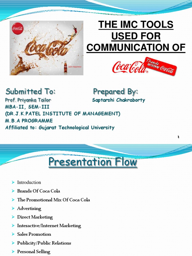 The Imc Tools Used For Communication Of: Submitted To: Prepared by ...