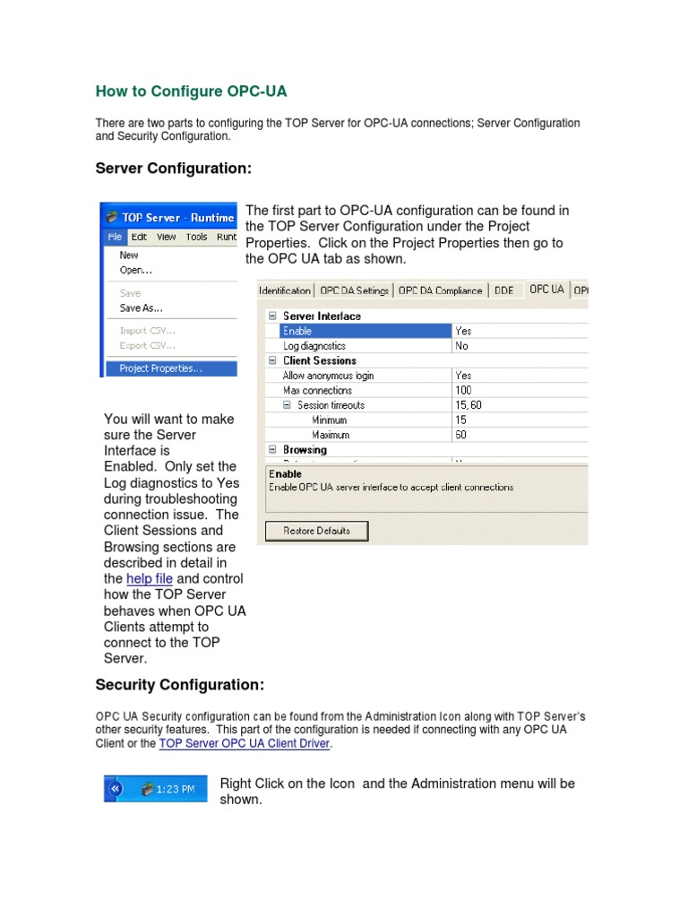Server Configuration:: How To Configure OPC-UA | PDF | Finance & Money ...