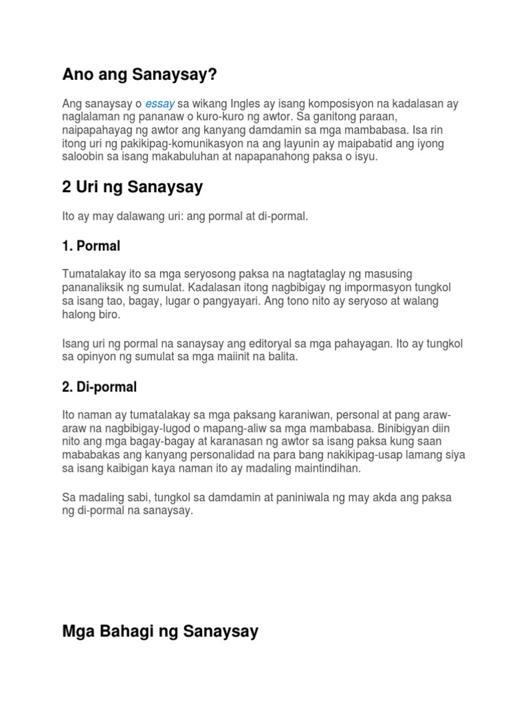 Sanaysay | PDF