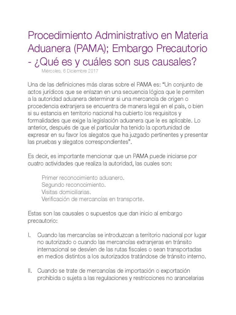 Procedimiento Administrativo en Materia Aduanera | PDF | aduana | El ...