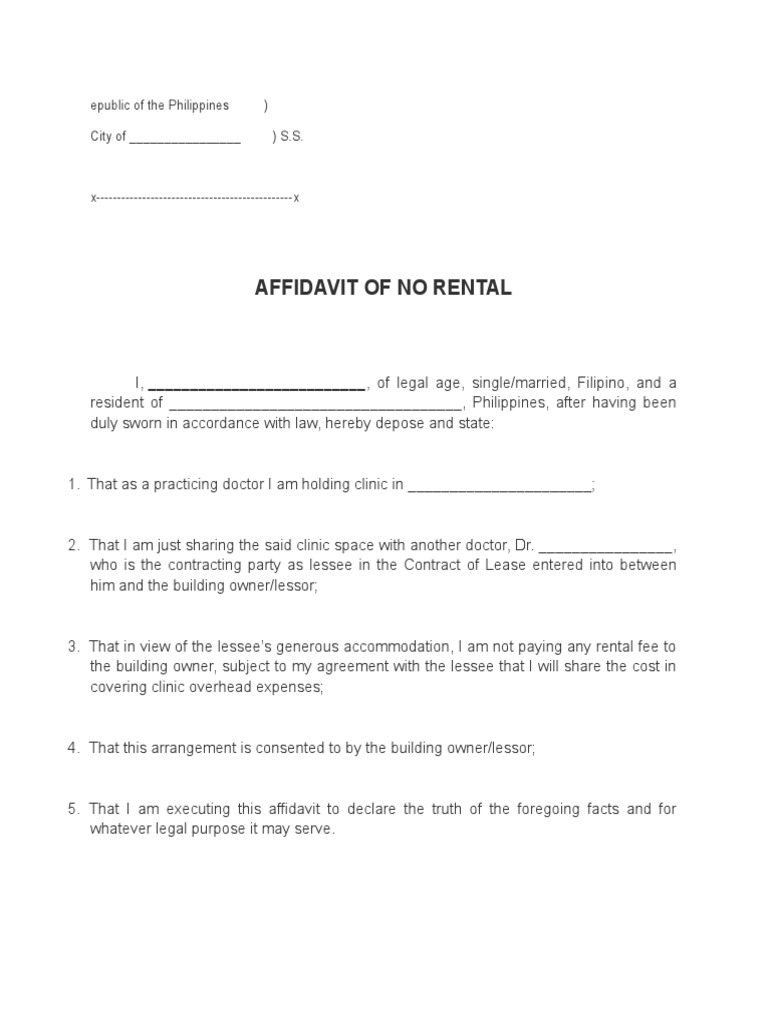 Affidavit of No Rental | PDF