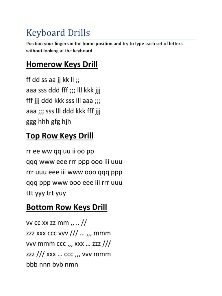 Keyboard Drills - 201503171612024059 PDF | PDF