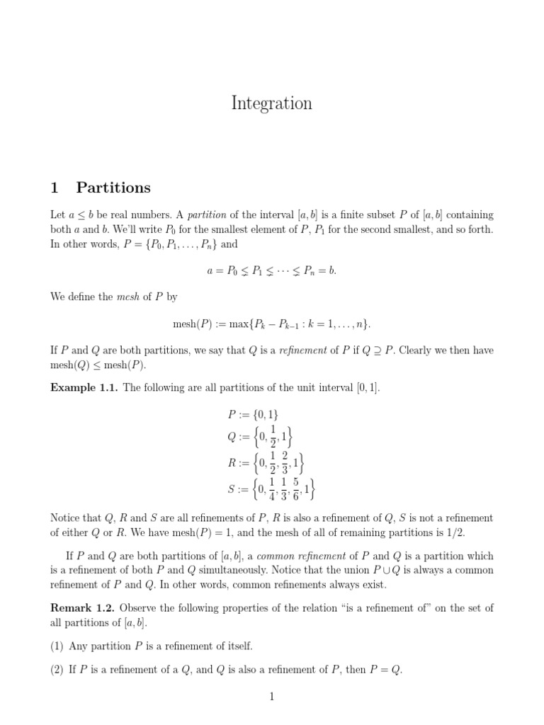 Integration: 1 Partitions | PDF | Abstract Algebra | Mathematical Relations
