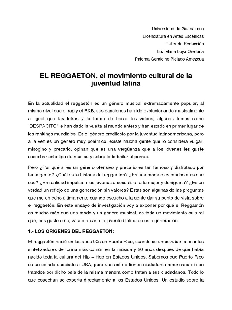 Historia y Evolución del Reggaetón | PDF | R&B contemporáneo ...