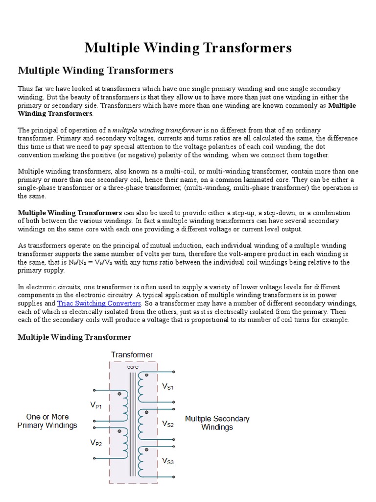 Multiple Winding Transformers | PDF | Series And Parallel Circuits | Transformer