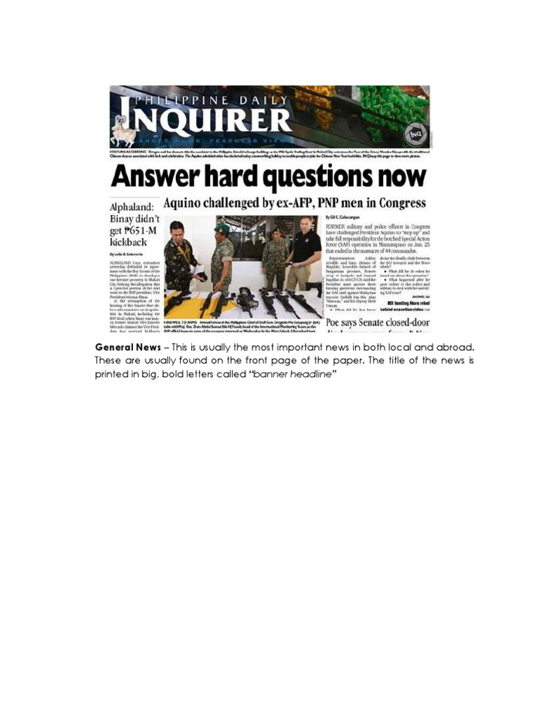 A Guide to the Sections and Content Found in a Typical Print Newspaper ...