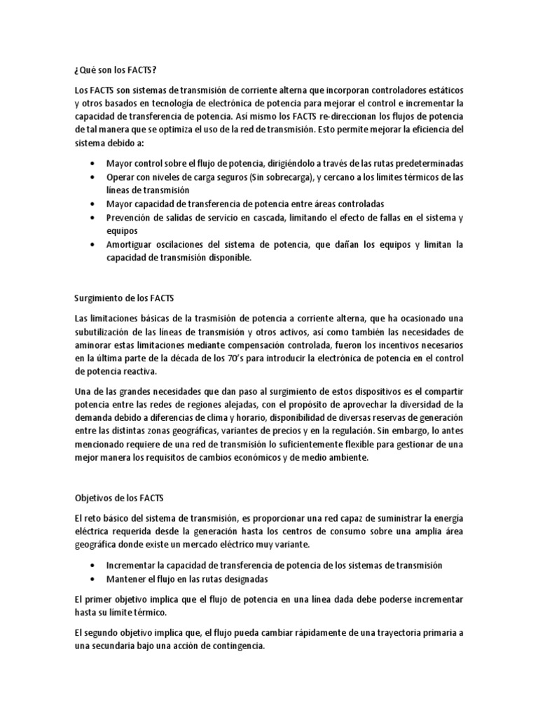 Qué Son Los FACTS | PDF | Energia electrica | voltaje