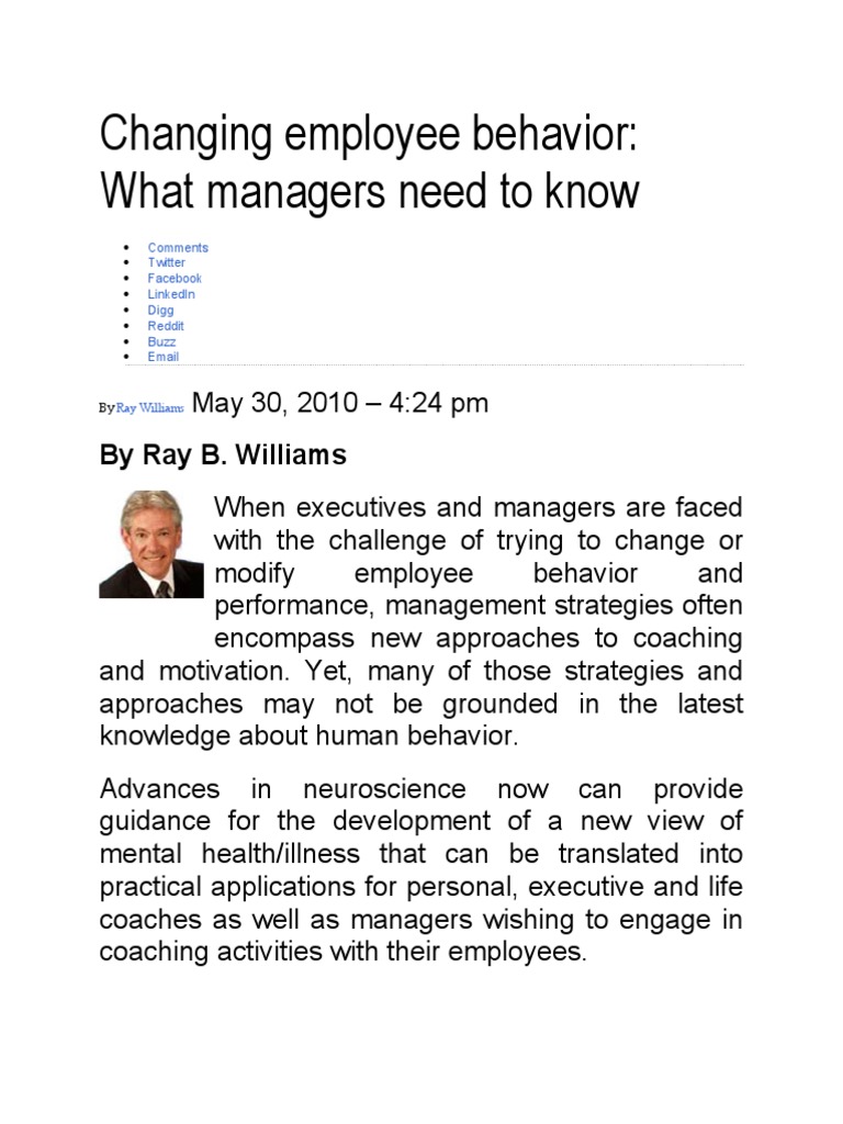 Changing Employee Behavior: What Managers Need To Know: by Ray B ...