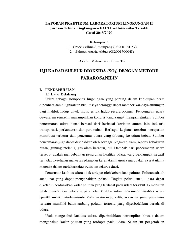 Laporan Praktikum Laboratorium Lingkungan II | PDF