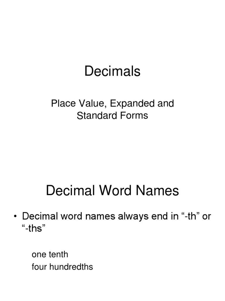 Decimals - Forms | PDF | Numbers | Decimal