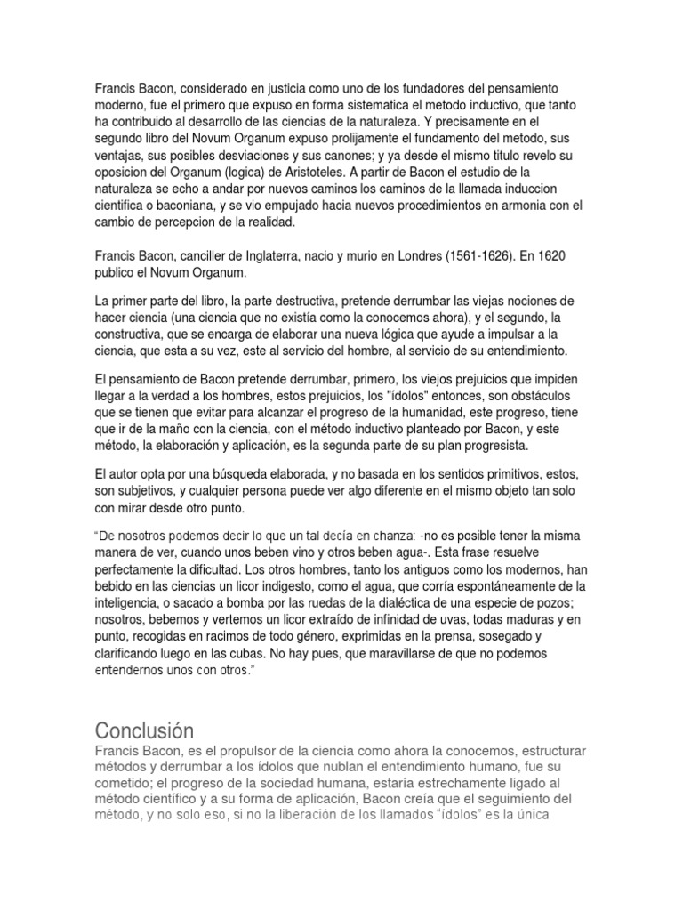 Método Científico de Francis Bacon | PDF | Francis Bacon | Método ...
