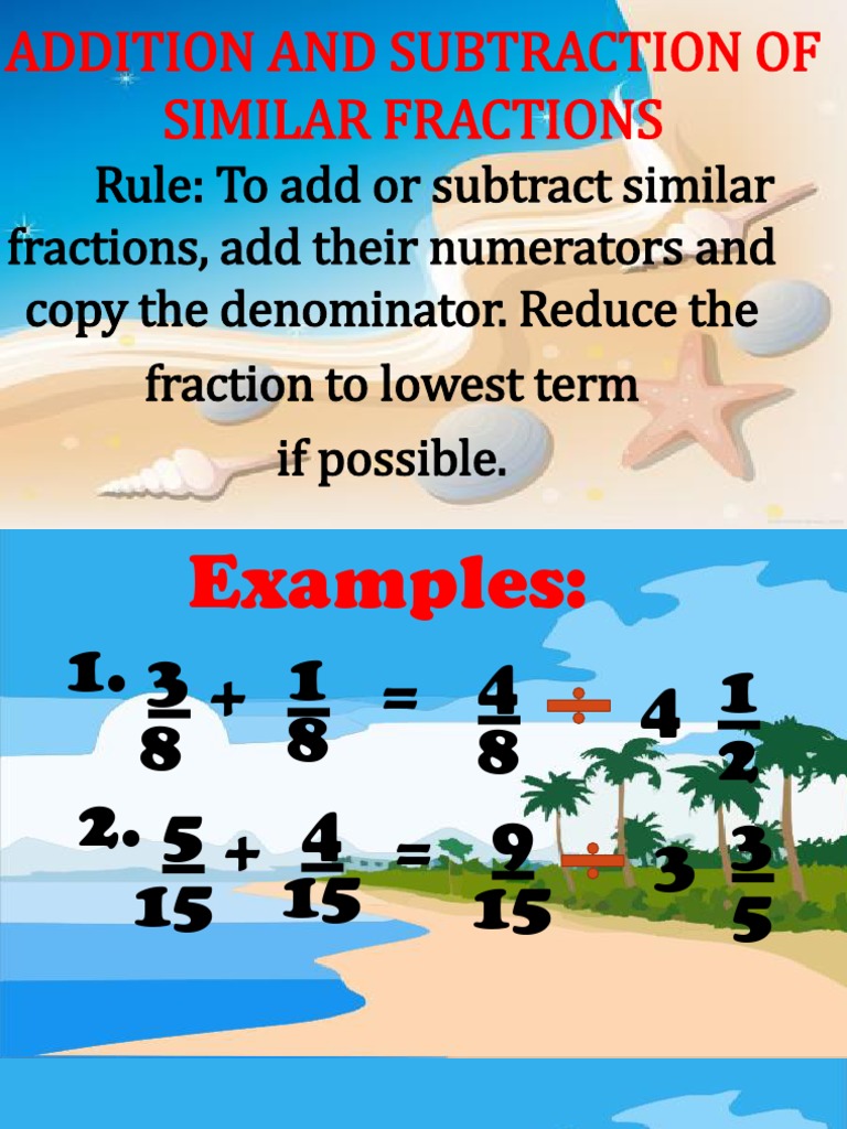 Addition of Similar Fractions | PDF