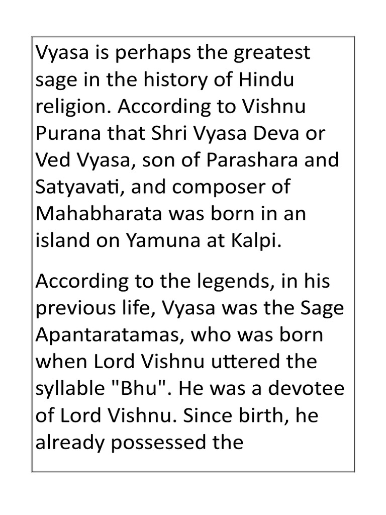 Ved Vyas Final | Download Free PDF | Indian Religions | Hindu Literature