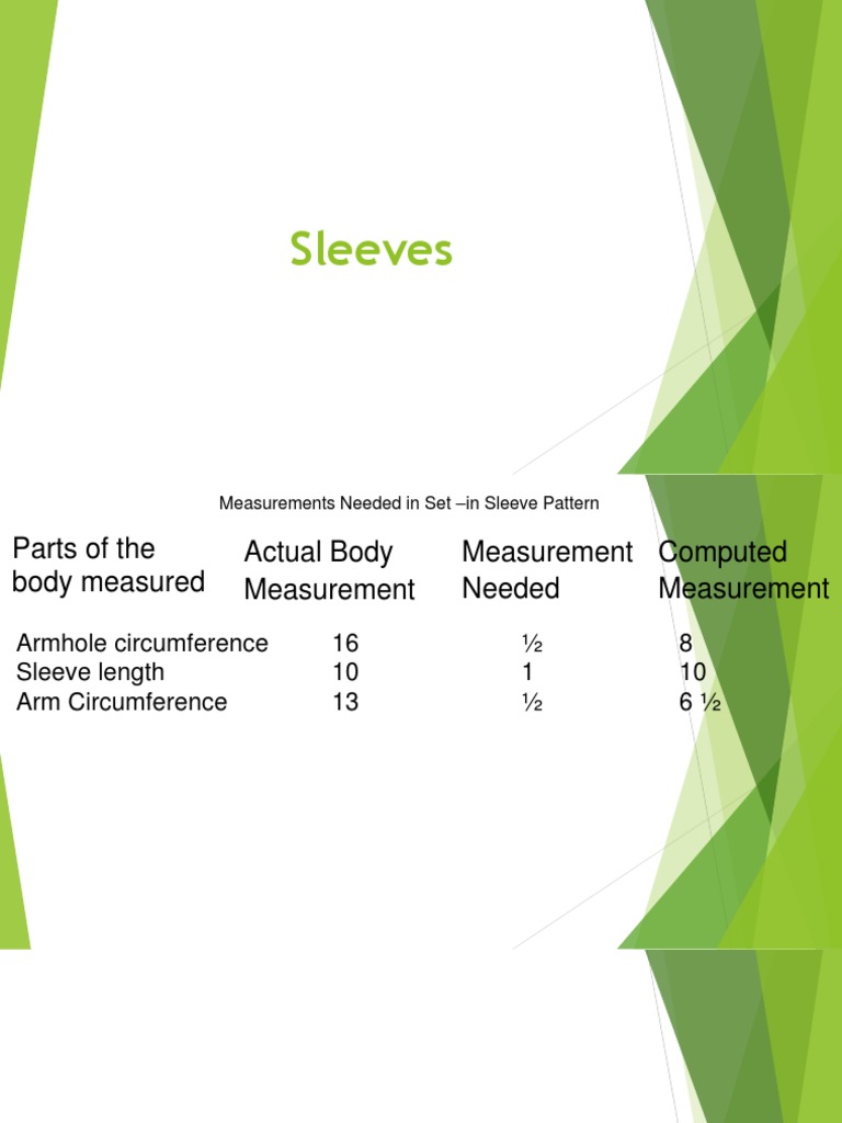 Sleeves Pattern | PDF | Science & Mathematics | Technology & Engineering