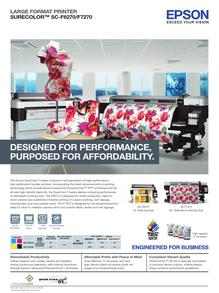 Epson SureColor SC-F6270 F7270 Brochure | PDF | Printer (Computing ...