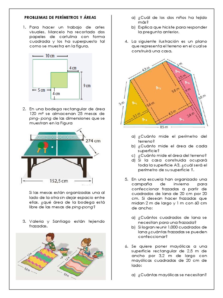 Ejercicios de Área y Perímetro para Niños | PDF | Ocio | Deportes