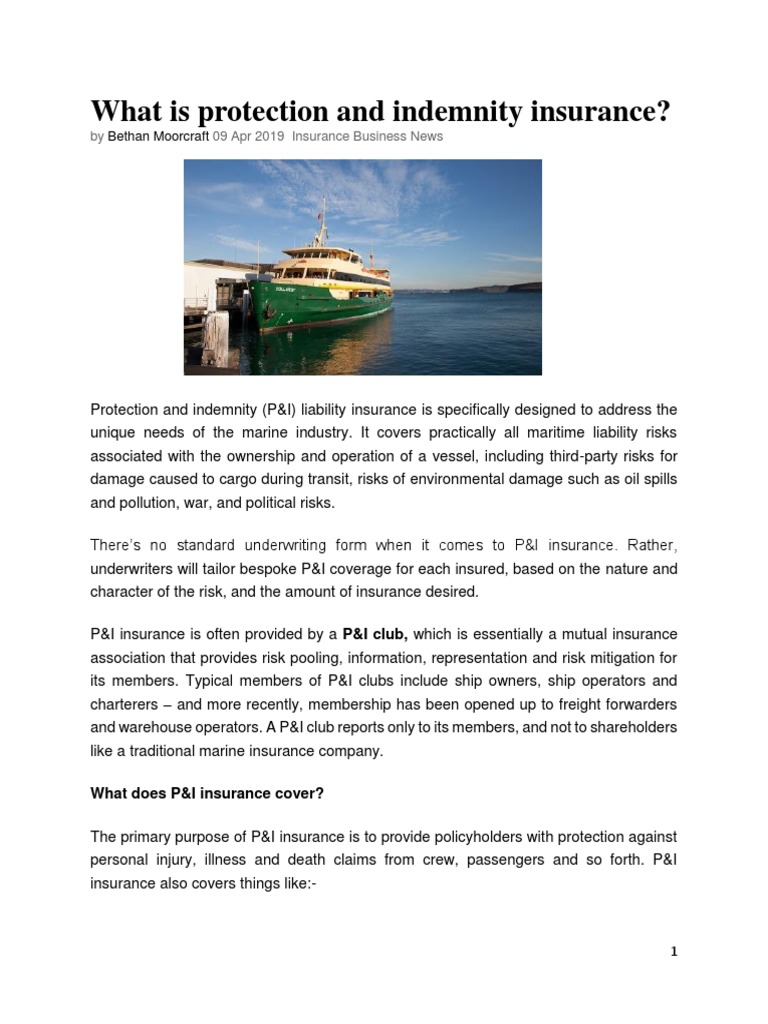 What Is P & I Insurance | PDF | Insurance | Transport
