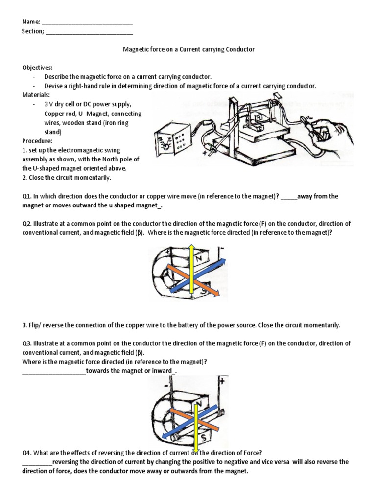 Activity On Magnetic Field On Current Carrying Wire | PDF | Magnetic ...