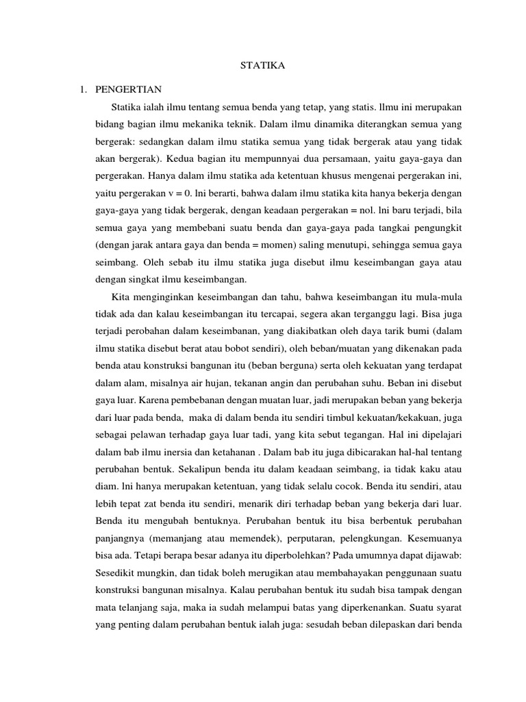 Statika dan Gaya Dalam pada Struktur Bangunan | PDF