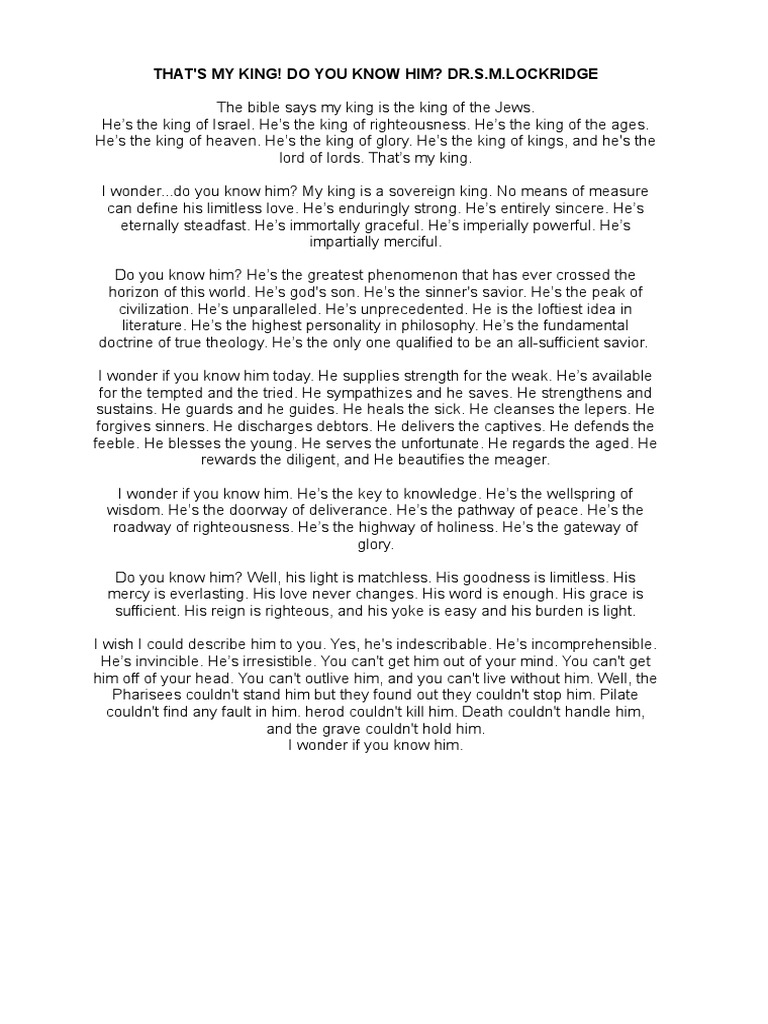 That's My King | PDF | Theology | Jesus