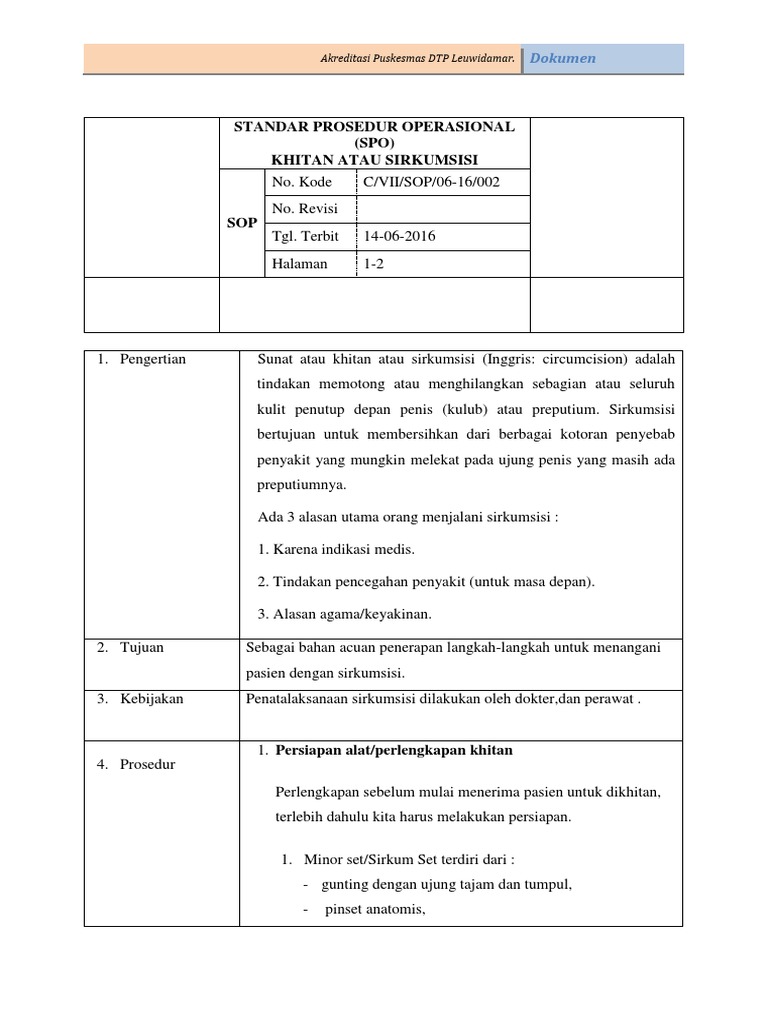Sop Khitan Atau Sirkumsisi | PDF