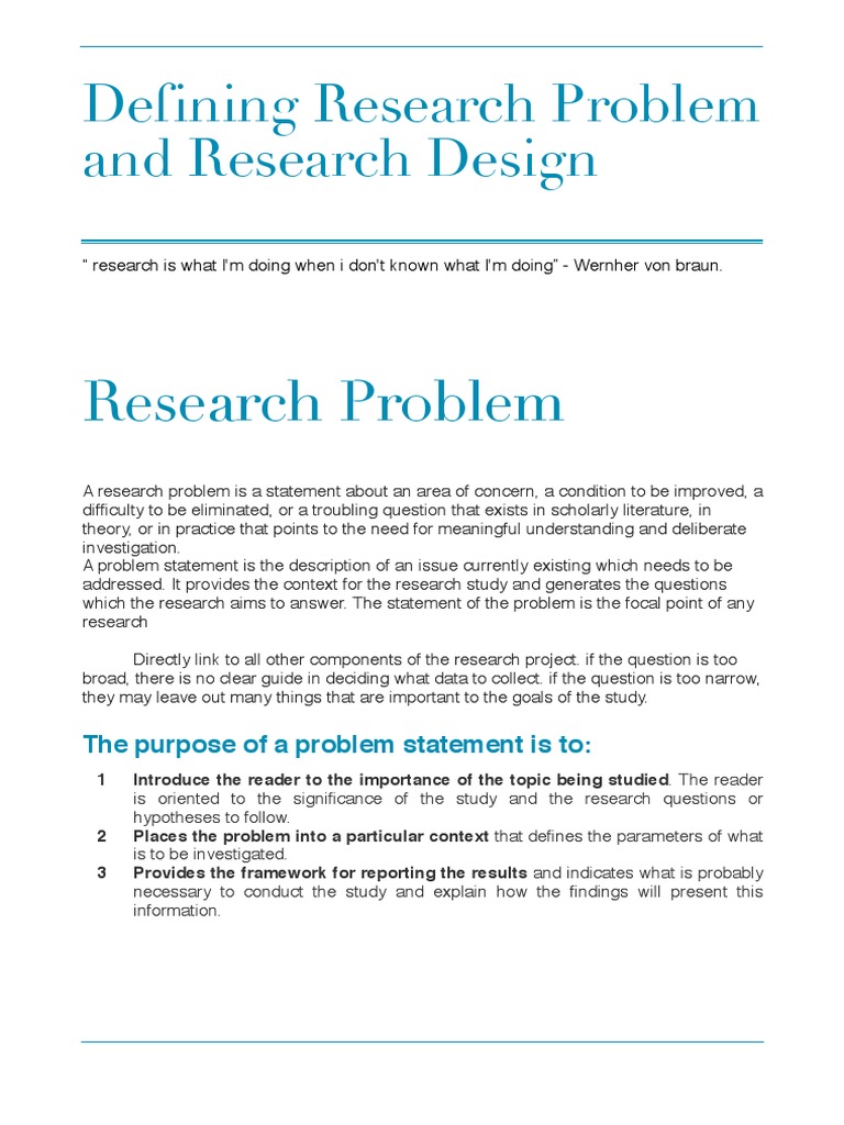 Research Problem and Design Essentials | PDF | Qualitative Research ...