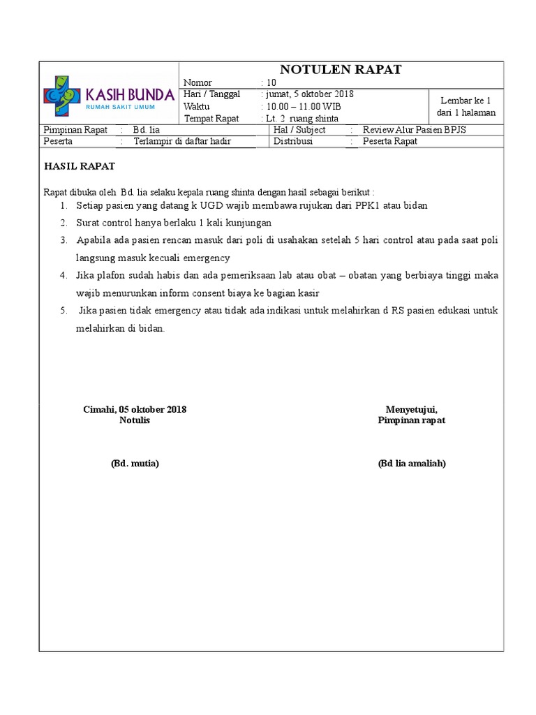 Contoh Notulen Rapat | PDF