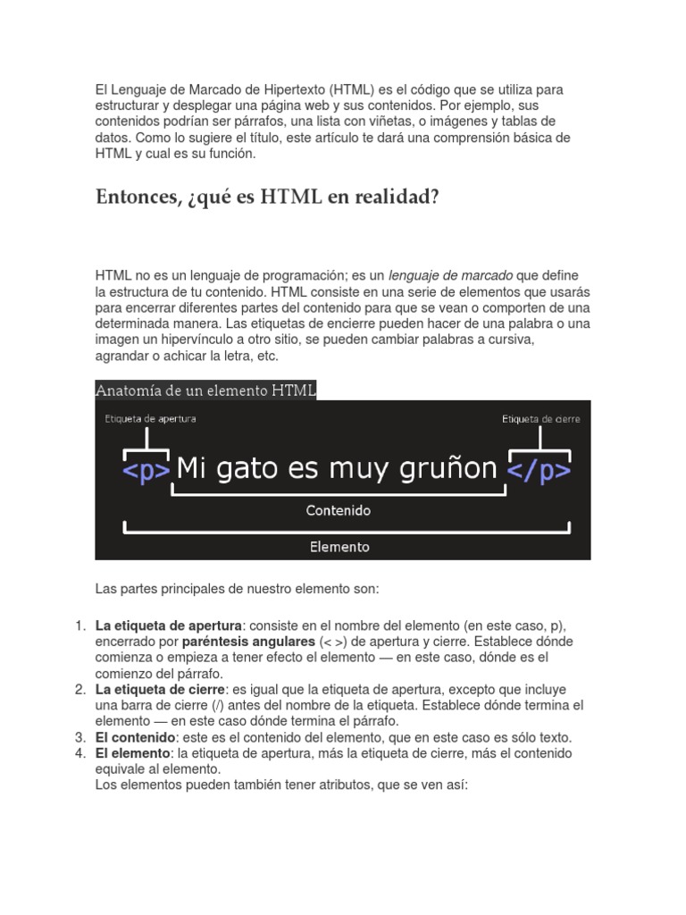 El Lenguaje de Marcado de Hipertexto | PDF | HTML | Ingeniería de software