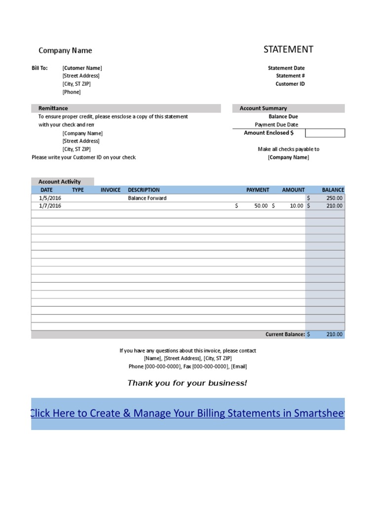 Statement: Click Here To Create & Manage Your Billing Statements in ...